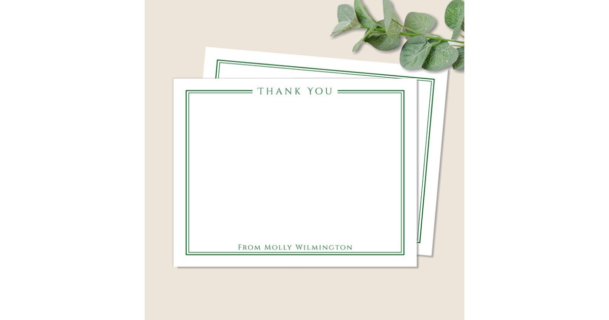 Simple Elegance Forest Green Thank You Note Card | Zazzle