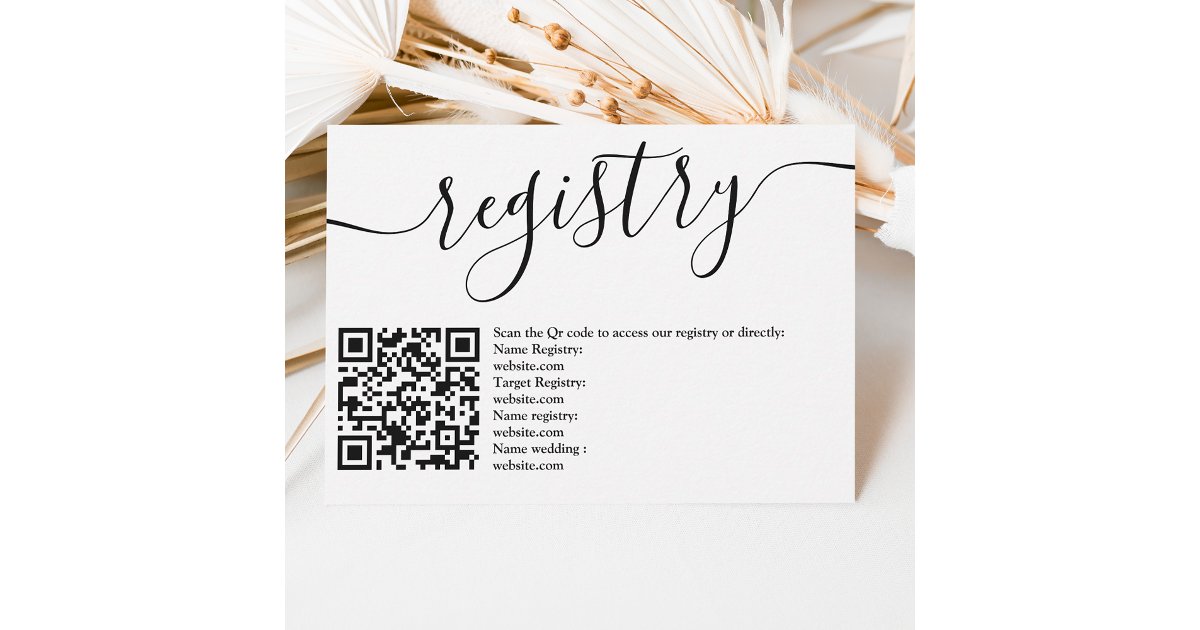 Simple elegant black white wedding registry invitation | Zazzle