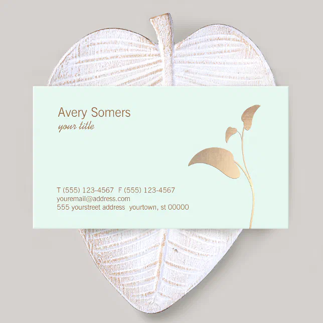 Simple Elegant Gold Leaf Business Card | Zazzle