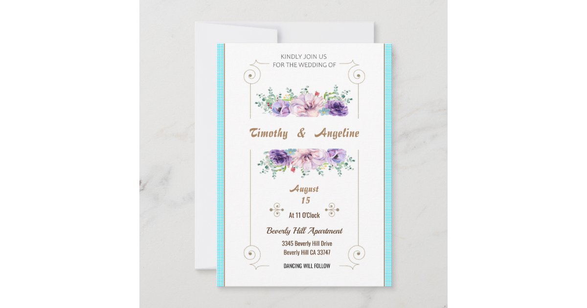 Simple Elegant Personalised Wedding Invitation | Zazzle