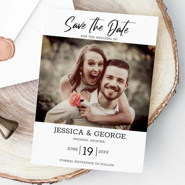 Simple Elegant Photo Wedding Save the Date Invitation | Zazzle
