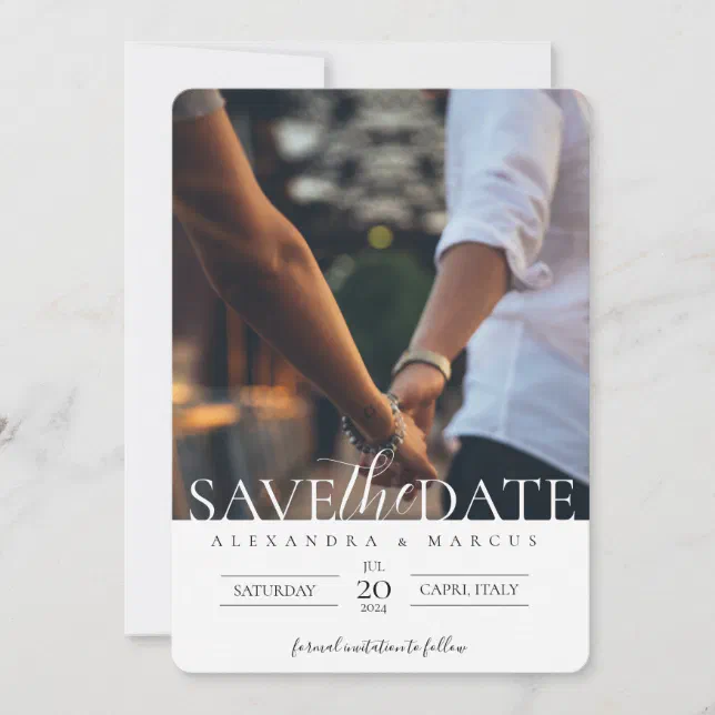Simple Elegant Photo Wedding Save The Date Invitation | Zazzle