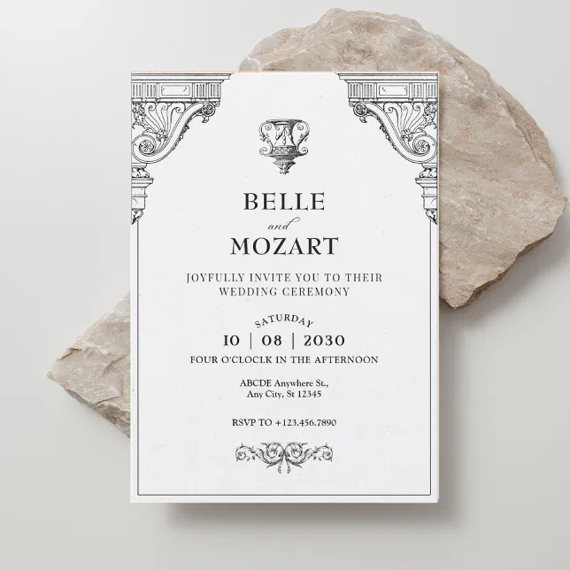 Simple elegant Renaissance architecture wedding Invitation | Zazzle