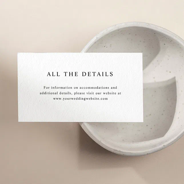 Simple Elegant Text | Wedding Details Enclosure Card | Zazzle