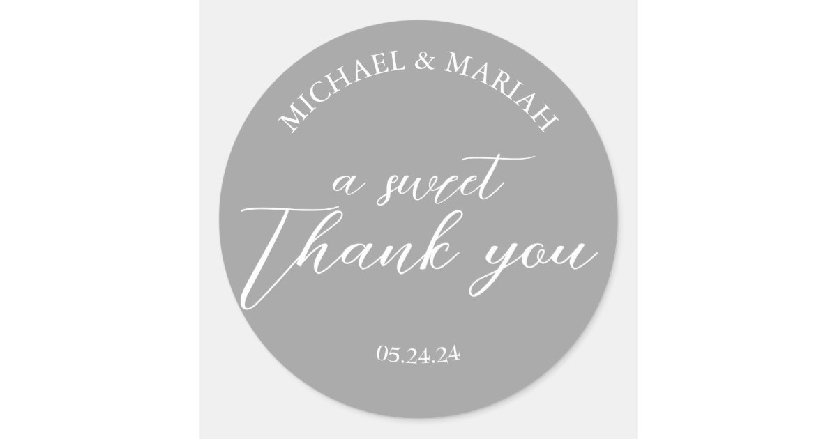 Simple Elegant Thank You Wedding Favour Classic Round Sticker | Zazzle