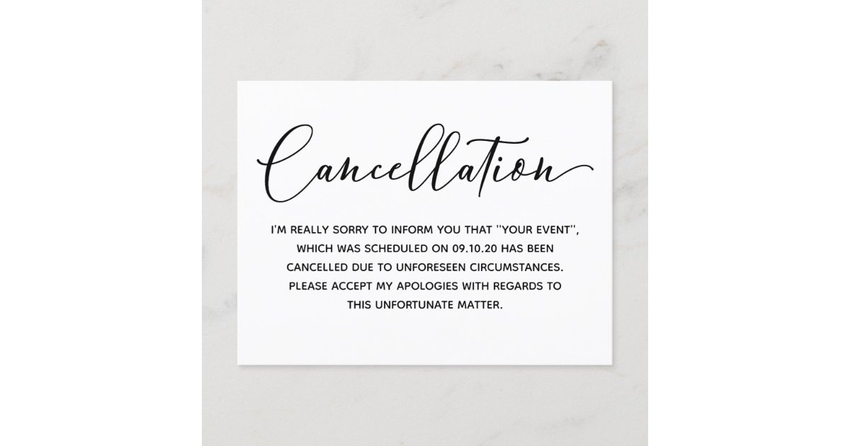 Simple Event Cancellation Notice Postcard | Zazzle