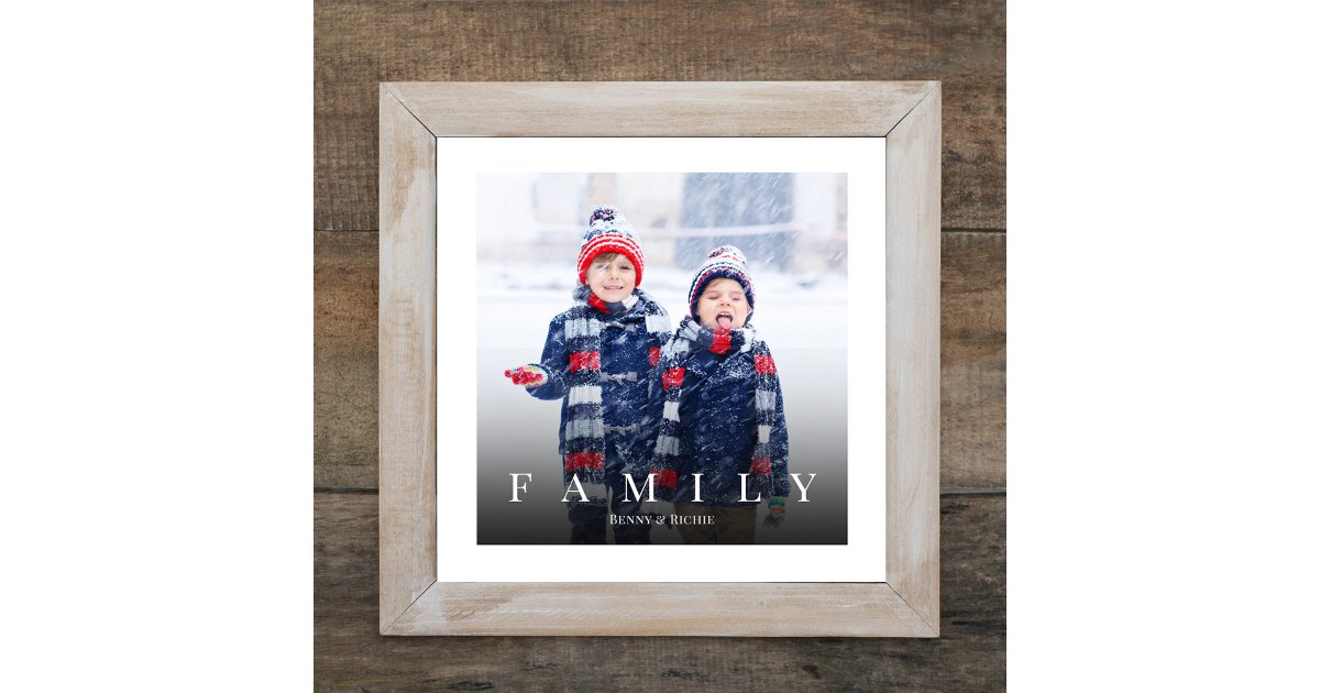 Simple Family Photo Typography Minimalist Vignette | Zazzle