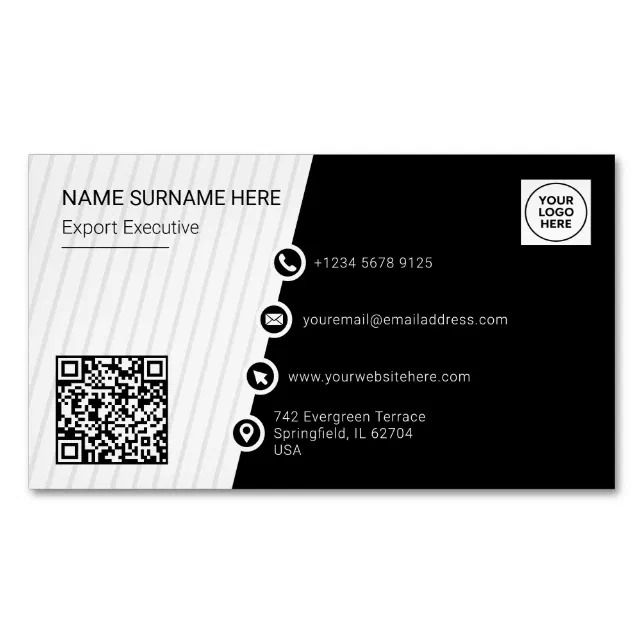 Simple Formal QR Code Professional Modern Magnetic Business Card | Zazzle