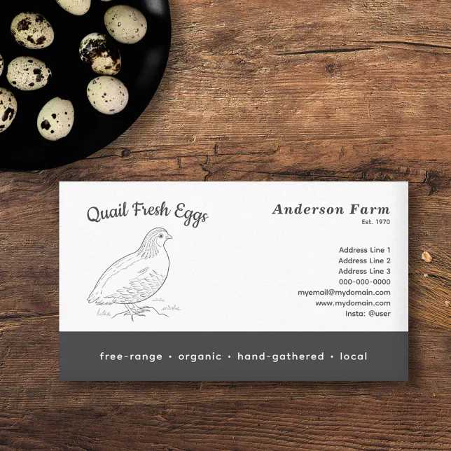 Simple Fresh Farm Quail Eggs Business Card | Zazzle