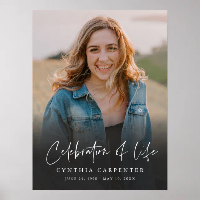Simple Funeral Memorial Photo Celebration of Life Poster | Zazzle