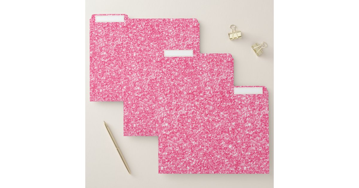 Simple Girly Pink Modern Faux Glitter File Folder | Zazzle