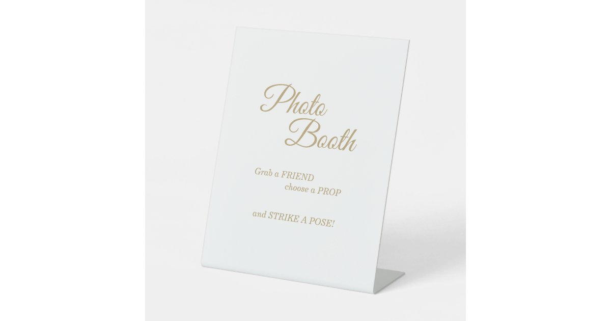 Simple Gold Calligraphy Photo Booth Pedestal Sign | Zazzle