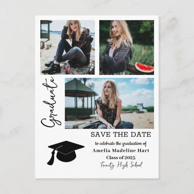 Simple Graduate Script | Save The Date Photo Announcement Postcard | Zazzle