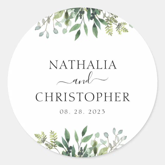 Simple Greenery Eucalyptus Botanical Classic Round Sticker | Zazzle