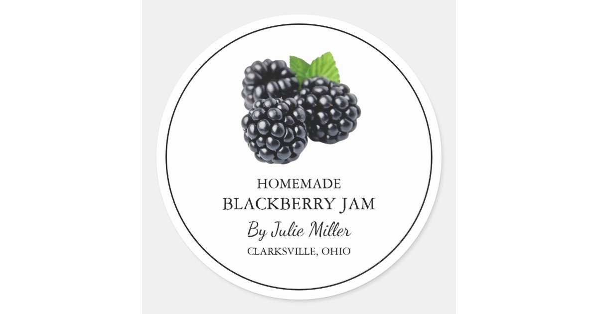 Simple Homemade Blackberry Jam Label | Zazzle