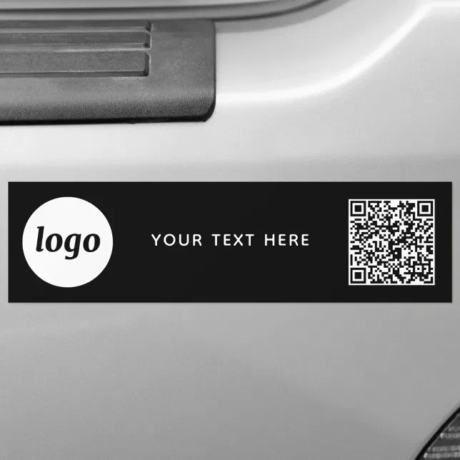 Simple Logo and Text Business QR Code Promotional Bumper Sticker | Zazzle