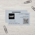 Simple Logo and Text QR Code Powder Blue Business Card | Zazzle