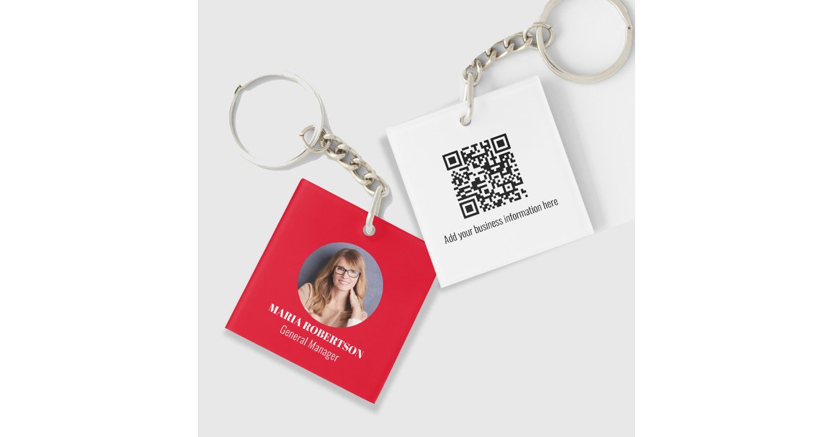 Simple Logo Minimalist QR Code Red Key Ring | Zazzle