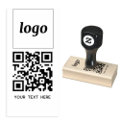Simple Logo QR Code Text Business Promotional Rubber Stamp | Zazzle
