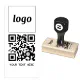 Simple Logo QR Code Text Business Promotional Rubber Stamp | Zazzle