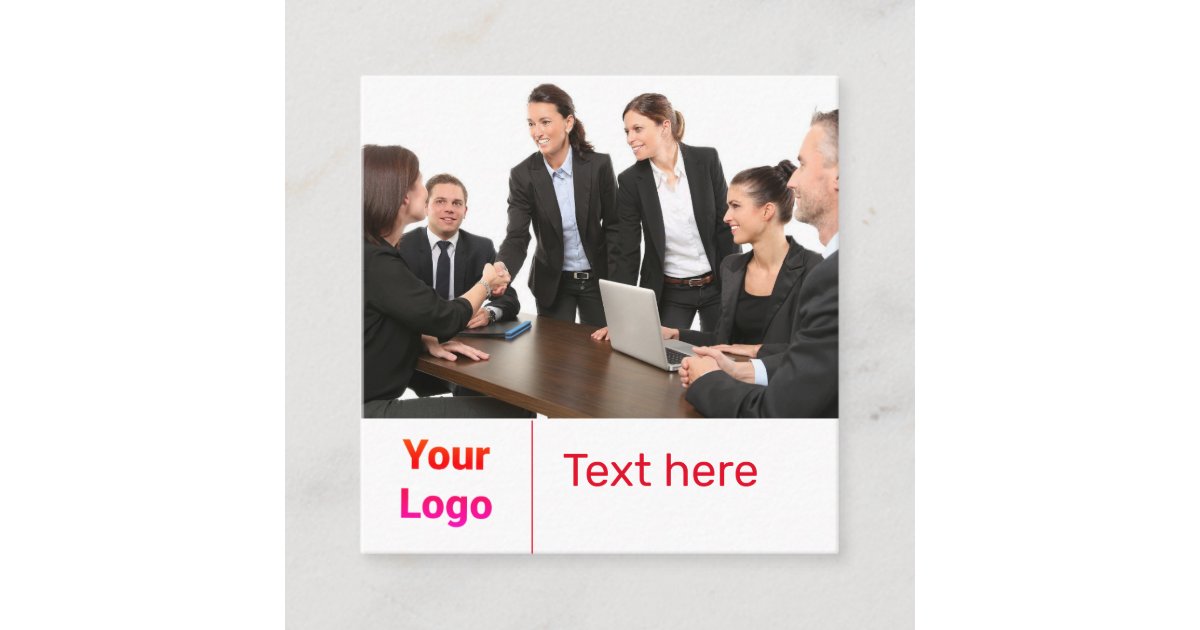 SIMPLE MINIMAL ADD YOUR LOGO CUSTOM TEXT HERE BUSI SQUARE BUSINESS CARD ...