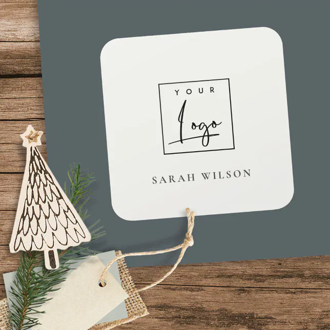 Simple Minimal Custom Promotional Business Logo Square Sticker | Zazzle