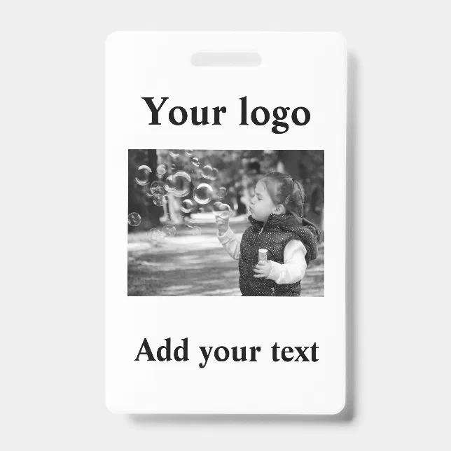 Simple minimal elegant custom logo here company ph ID badge | Zazzle