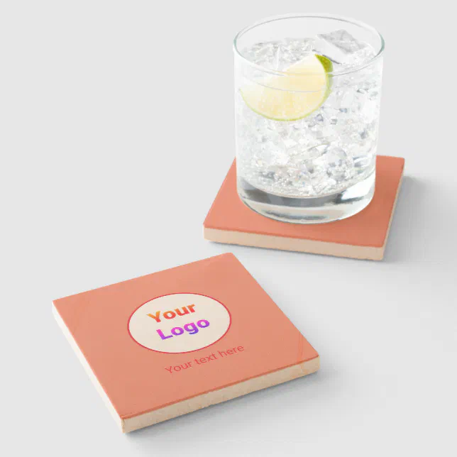 Simple minimal elegant custom logo here company stone coaster | Zazzle