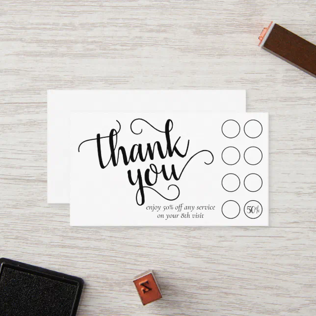 Simple Minimal Script | Classic Branding Thank You Loyalty Card | Zazzle