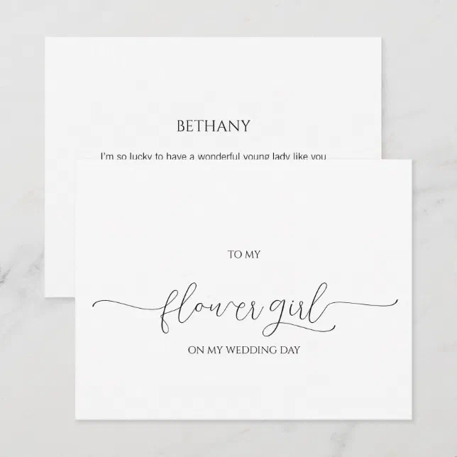 Simple Minimal Script Flower Girl Thank You Card | Zazzle