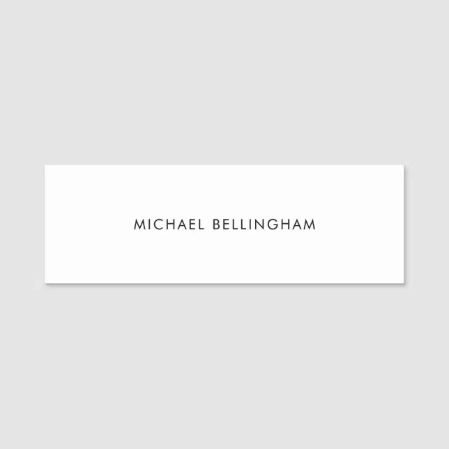 Simple Minimalist Formal Black and White Name Tag | Zazzle
