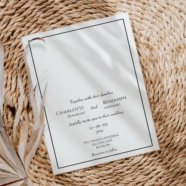 Simple Minimalist Modern Classic Wedding Invitation | Zazzle