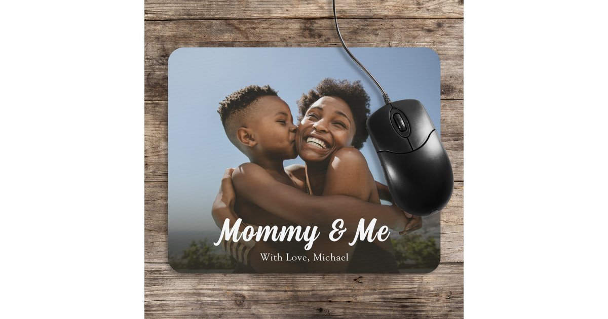 Simple Minimalist Photo Calligraphy Mummy and Me Mouse Mat | Zazzle
