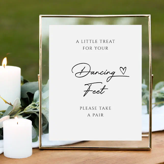Simple Minimalist Wedding Dancing Feet Pedestal Sign | Zazzle