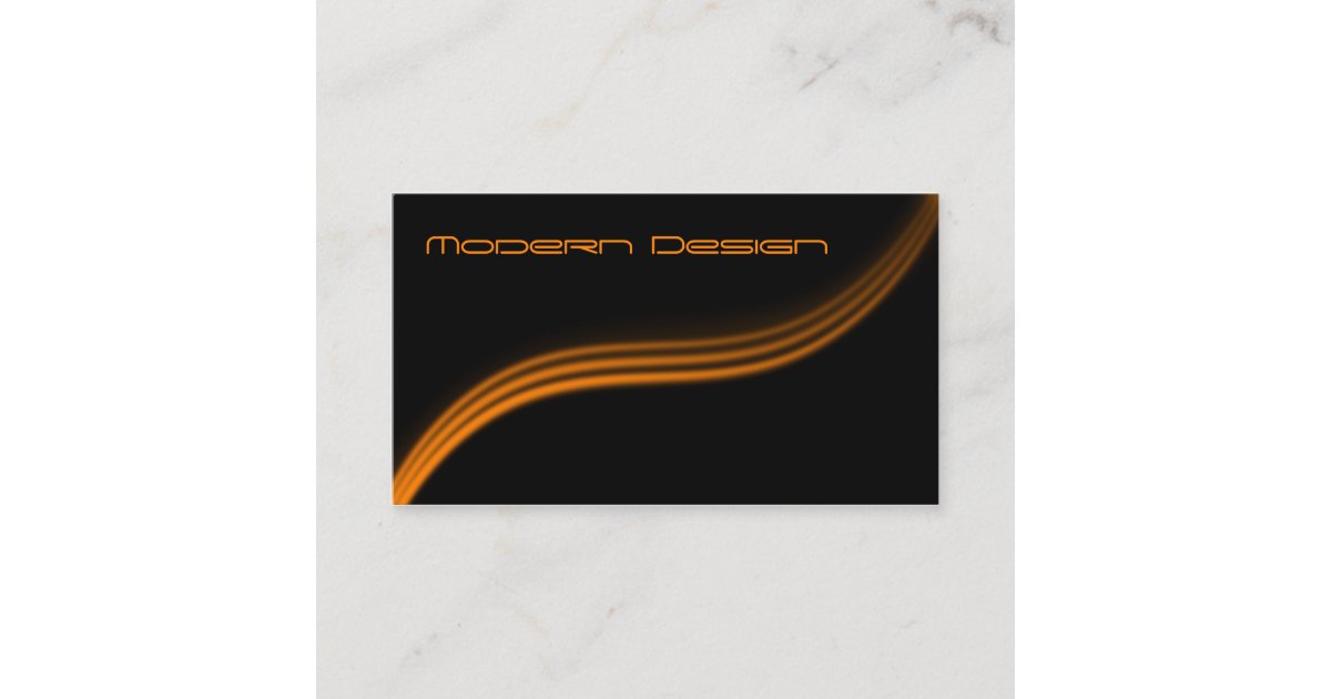 Simple Modern Black, Orange Swoosh - Business Card | Zazzle
