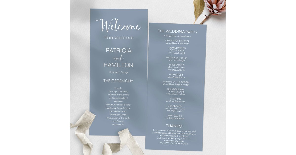 Simple Modern Calligraphy Wedding Program | Zazzle