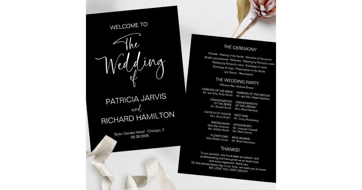 Simple Modern Calligraphy Wedding Program Invitation | Zazzle