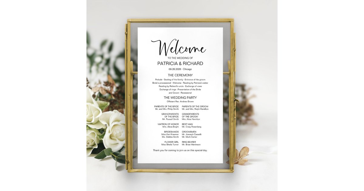 Simple Modern Calligraphy Wedding Program Sign | Zazzle