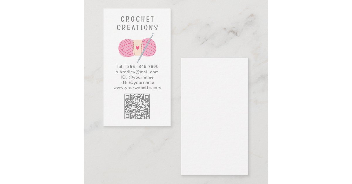 Simple Modern Crochet QR Code Crocheting Business Card | Zazzle