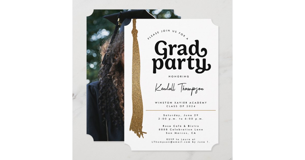 Simple modern Custom photo Graduation Party Invitation | Zazzle