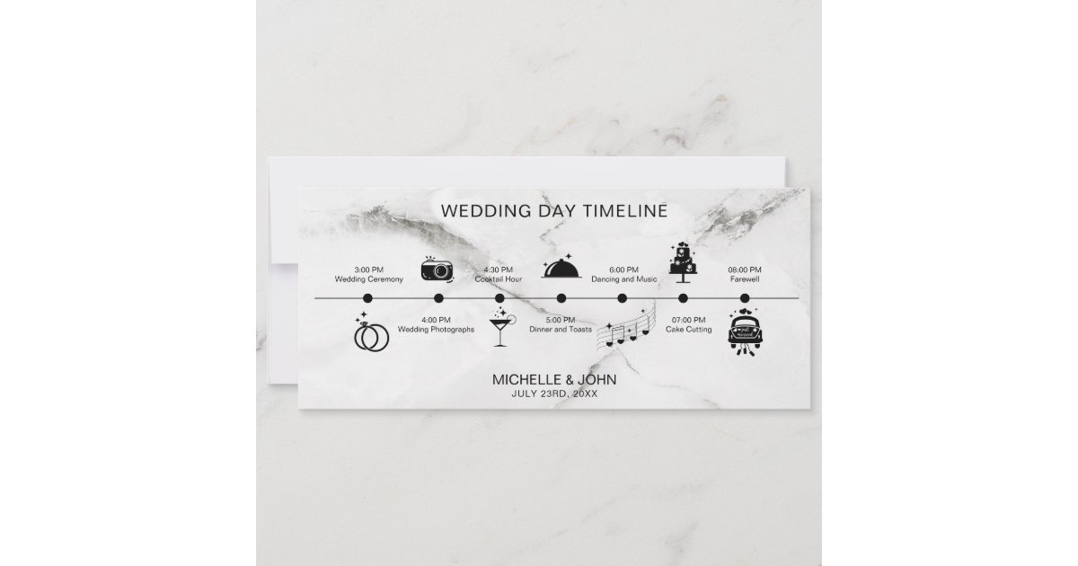 Simple Modern Illustrated Wedding Timeline Invitation | Zazzle