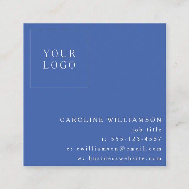 Simple Modern Minimalist Professional Logo Blue Square Business Card ...