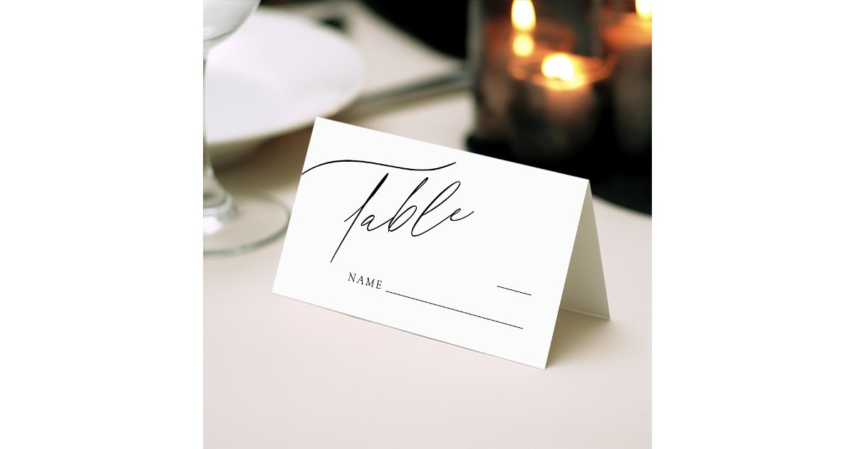 Simple Modern Minimalist Wedding Table Number Place Card | Zazzle