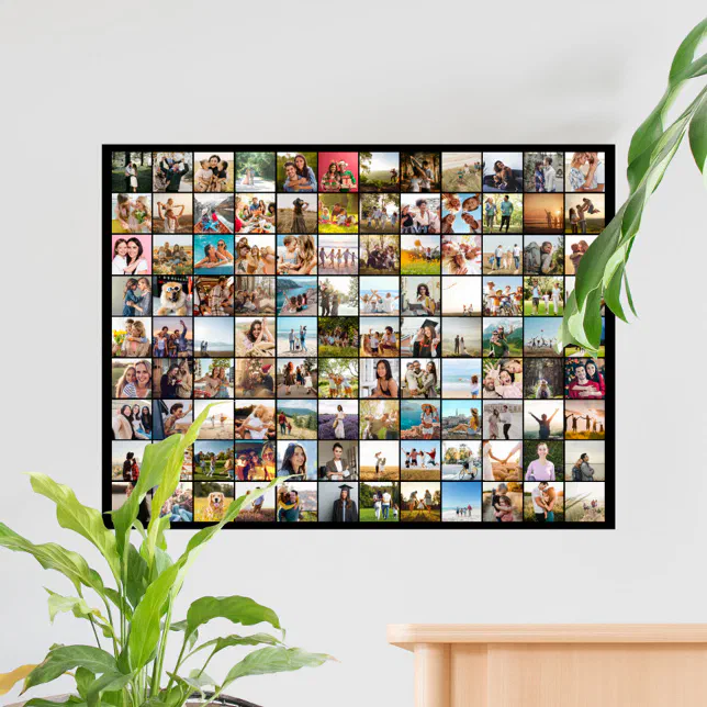 Simple Modern Personalised 108 Photo Collage Poster | Zazzle