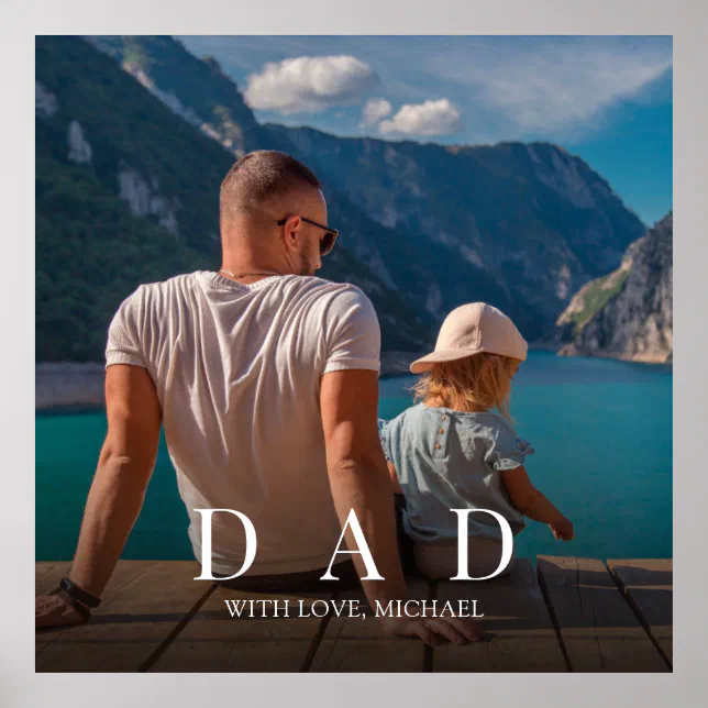 Simple Modern Photo Dad Family Minimalist Custom Poster | Zazzle