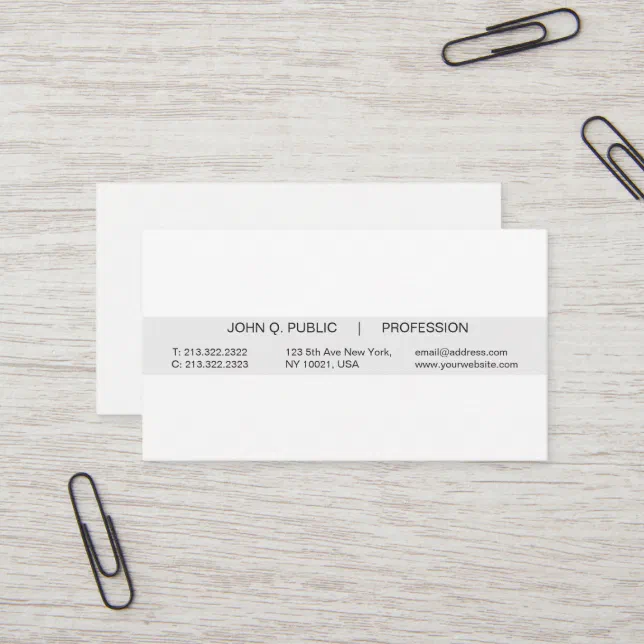 Simple Modern Professional White and Grey Matte Business Card | Zazzle
