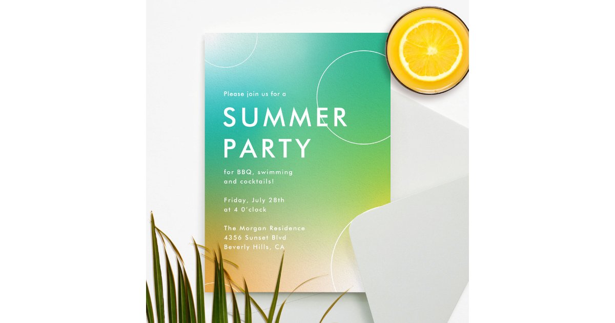 Simple Modern Summer Cocktail Party (Green) Invitation | Zazzle