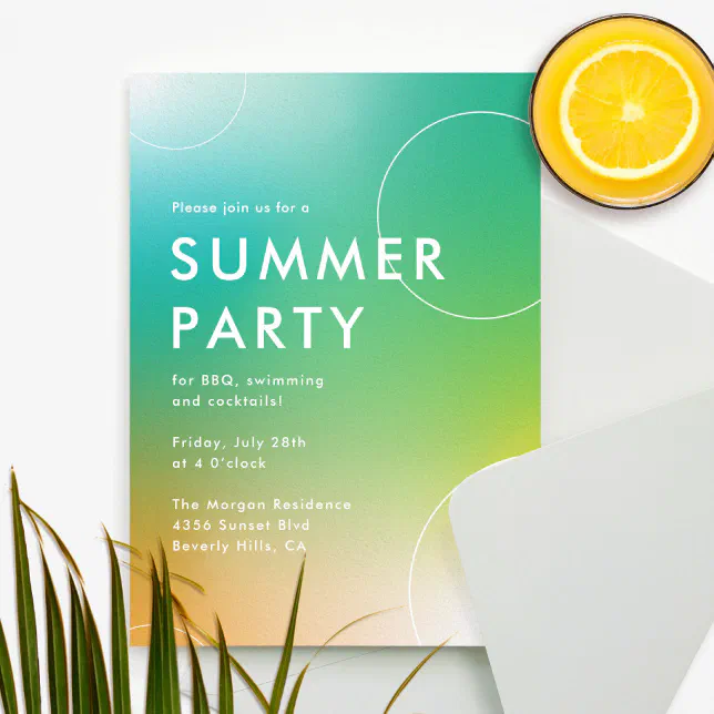 Simple Modern Summer Cocktail Party (Green) Invitation | Zazzle