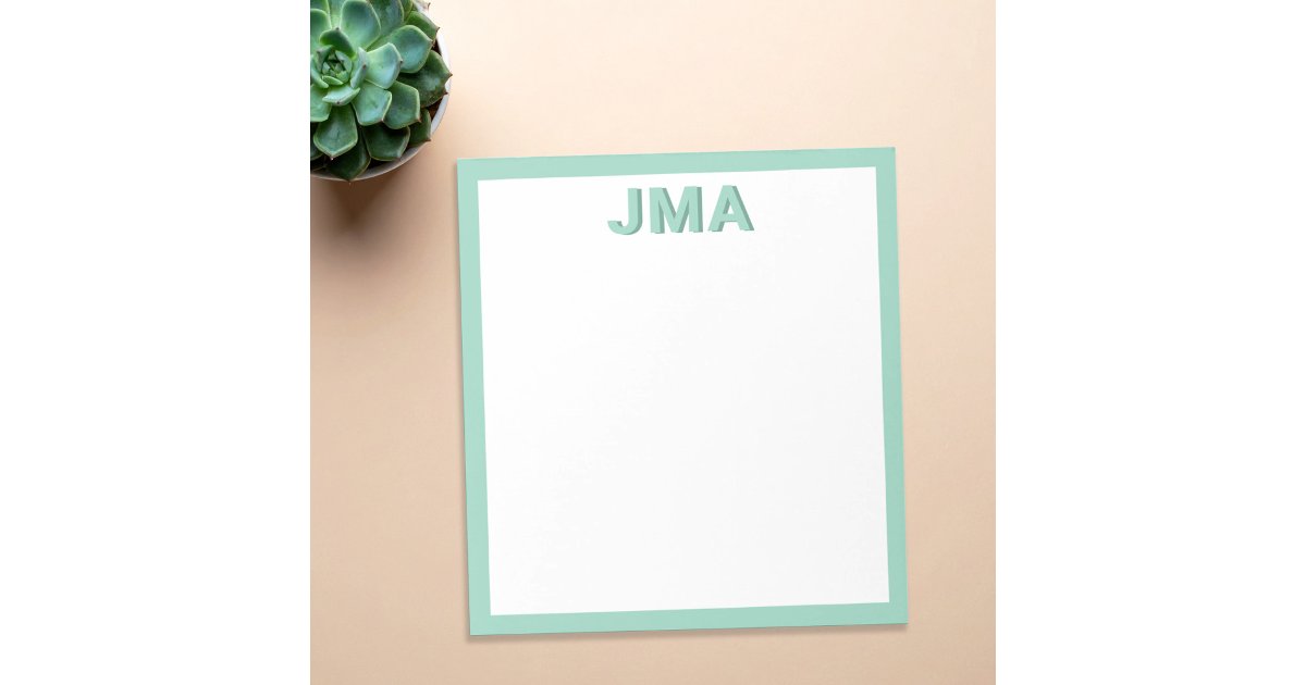 Simple Modern Teal Monogram Notepad | Zazzle