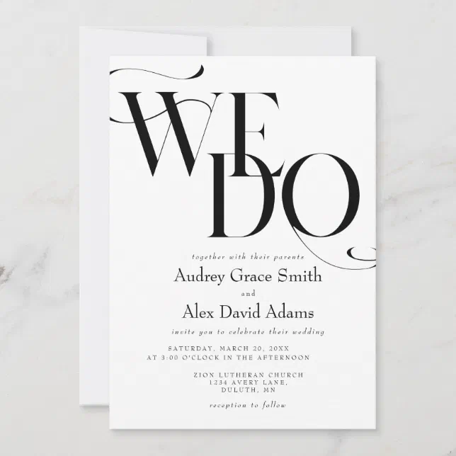 Simple Modern We Do Wedding Invitation | Zazzle